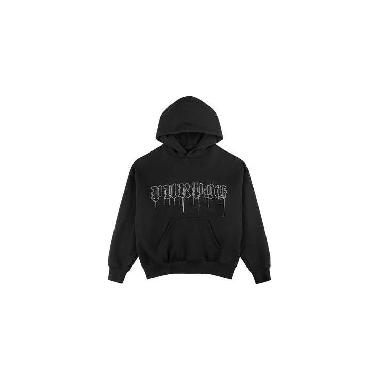 Purple Brand Crystal Gothic Drip Fleece Hoodie Black Beauty – AWOL